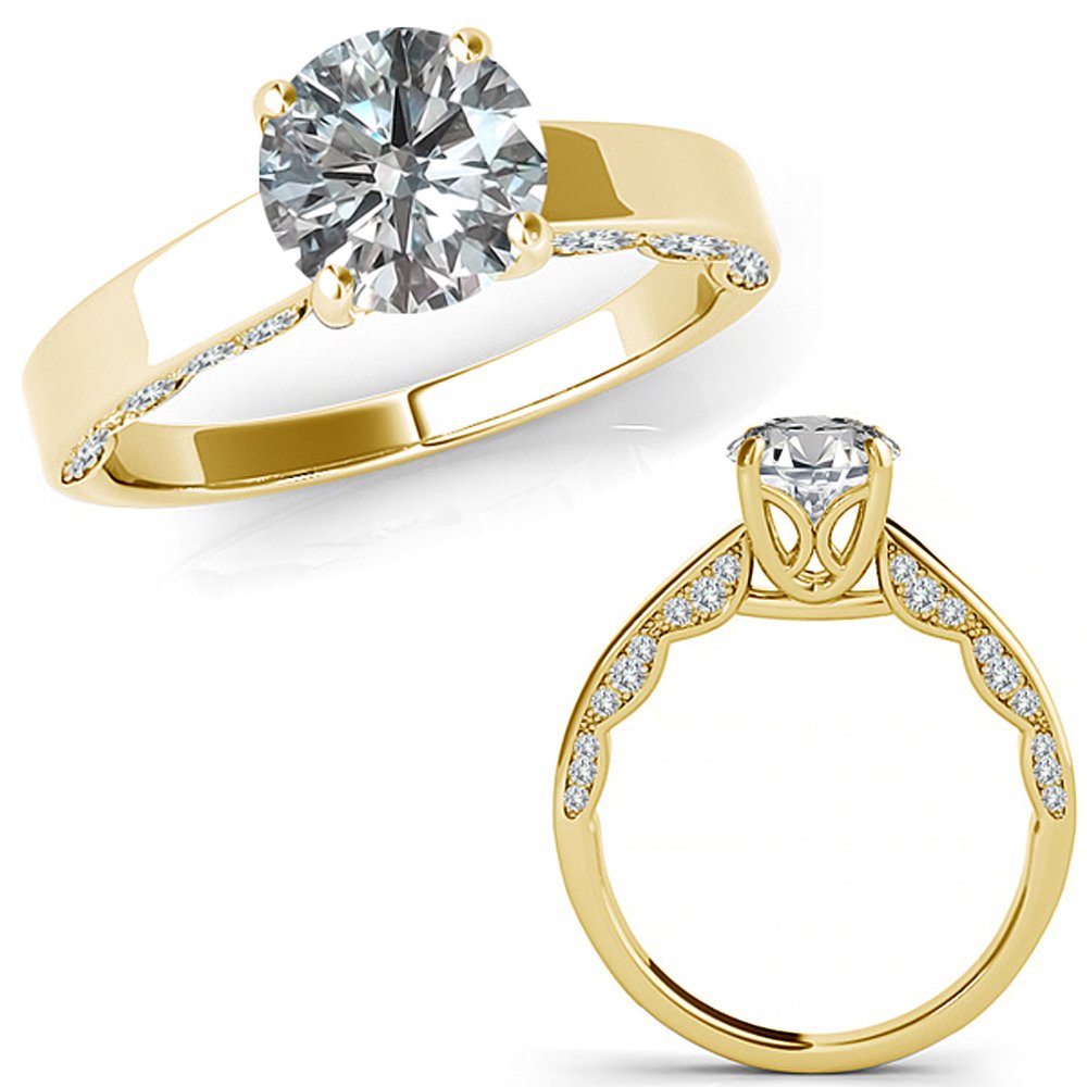 Jascina 0.50 Carat G-H Diamond Vintage Beautiful Solitaire Engagement Wedding Anniversary Ring 14K Yellow Gold