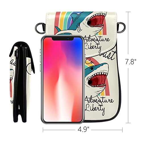 Small Crossbody Bag Rainbow Shark Cell Phone Purse Wallet