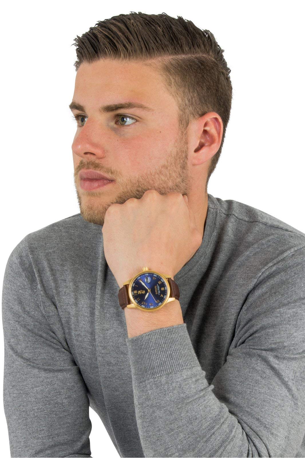 Invicta Men's 15255 "I-Force" 18k Gold Ion-Plated Stainless Steel and Brown Leather Watch