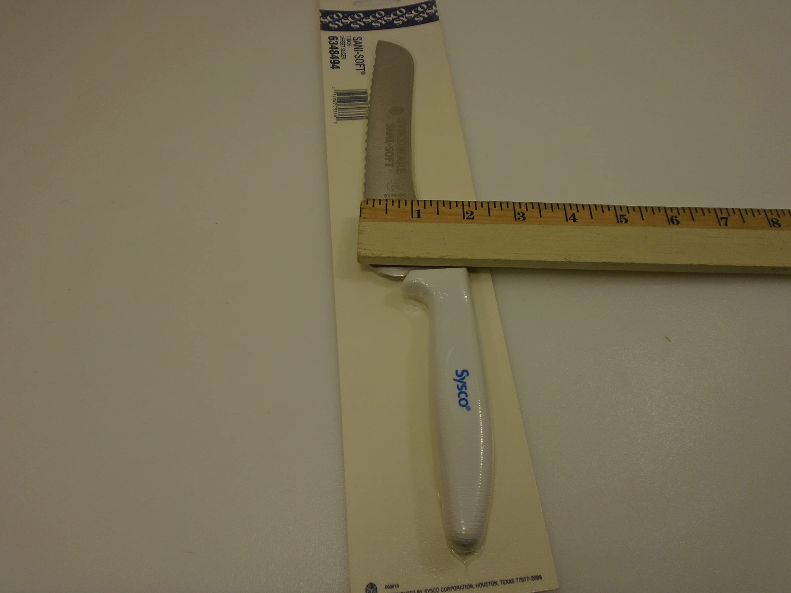 Sysco USA 7 in Offset Scalloped Slicer Bread Sandwich Knife Soft Grip Handle