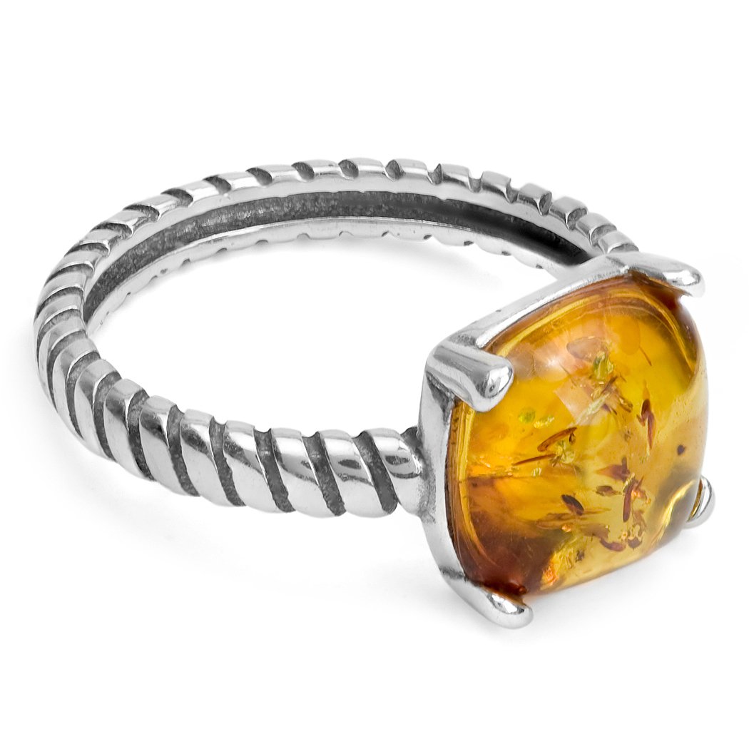 Ian and Valeri Co. Amber Sterling Silver Square Ring