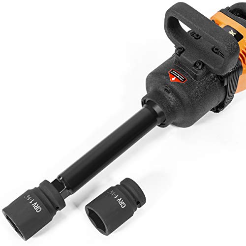 Stark Industrial 1" inch Air Impact Wrench Gun Long Shank Pneumatic Truck (38mm & 41mm Socket) with Carrying Case