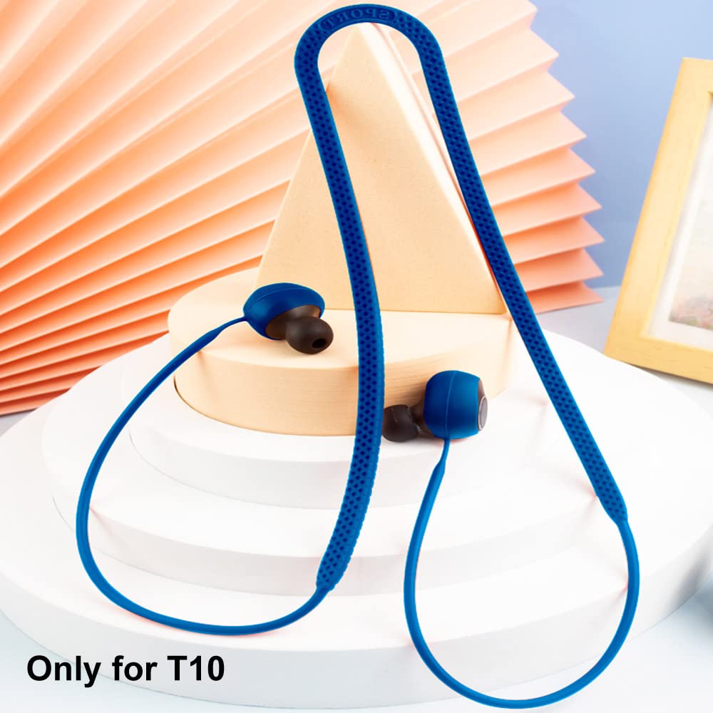 smaate Anti-Lost Strap Compatible with TOZO T10 Earbuds, Soft Silicone Cord for Sports, Blue