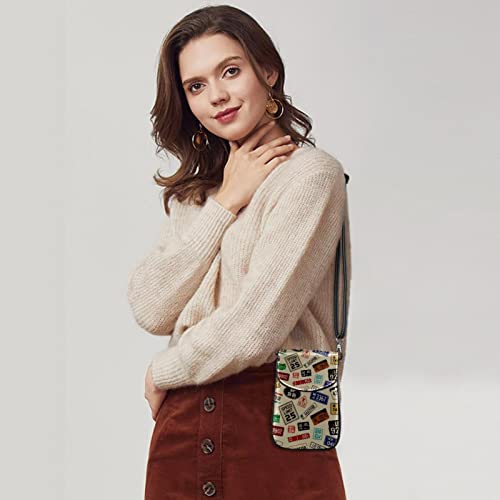 Small Crossbody Bag Retro Label Cell Phone Purse Wallet