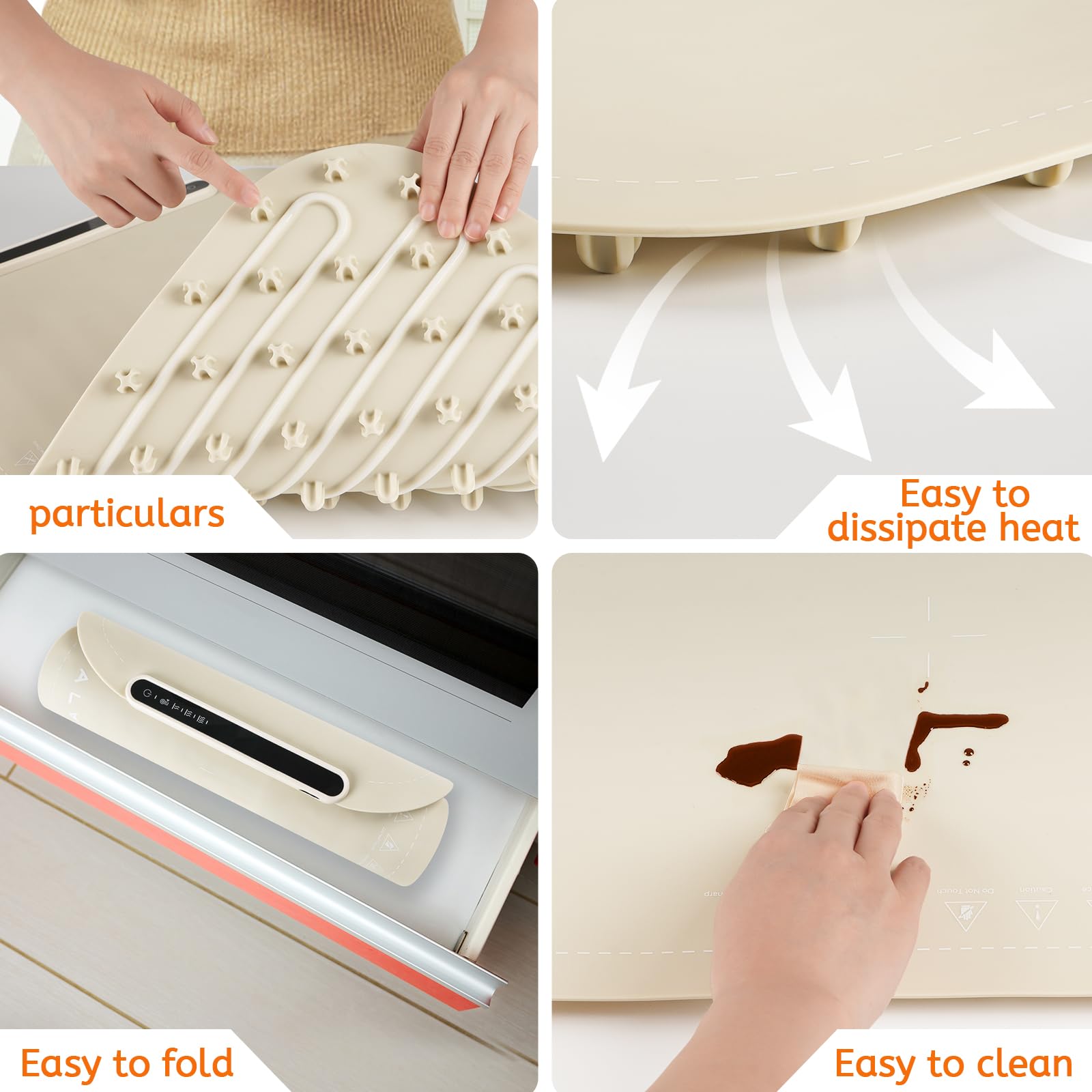 UBALANCE Electric Warming Tray Food Warmer Mat, Full Surface Silicone Heating Pad, 3 Adjustable Temperature Foldable Portable Hot Plate for Buffets Party Daily Use Gathering Catering (Beige)