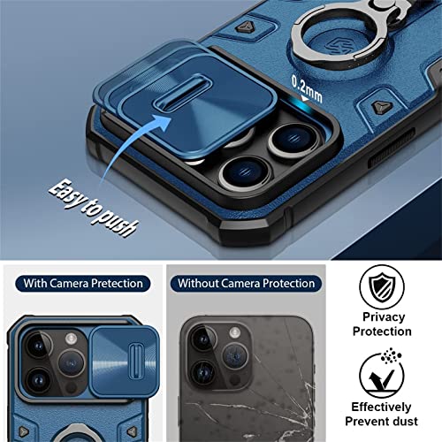 Wefor Case for iPhone 14 Pro Max Case with Stand, Slide Camera Cover, Military Grade Shockproof Portective Case Compatible with MagSafe Wireless Charger&Magnetic Car Mount Holder (Blue)