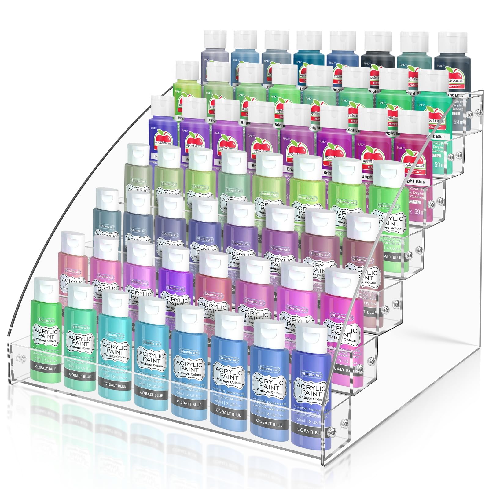 Vowcarol Clear Acrylic Paint Organizer 7 Tiers, Model Paint Organizer Miniature Paint Holder 7 Layers Paint Storage Rack, Craft Paint Organizer Rack