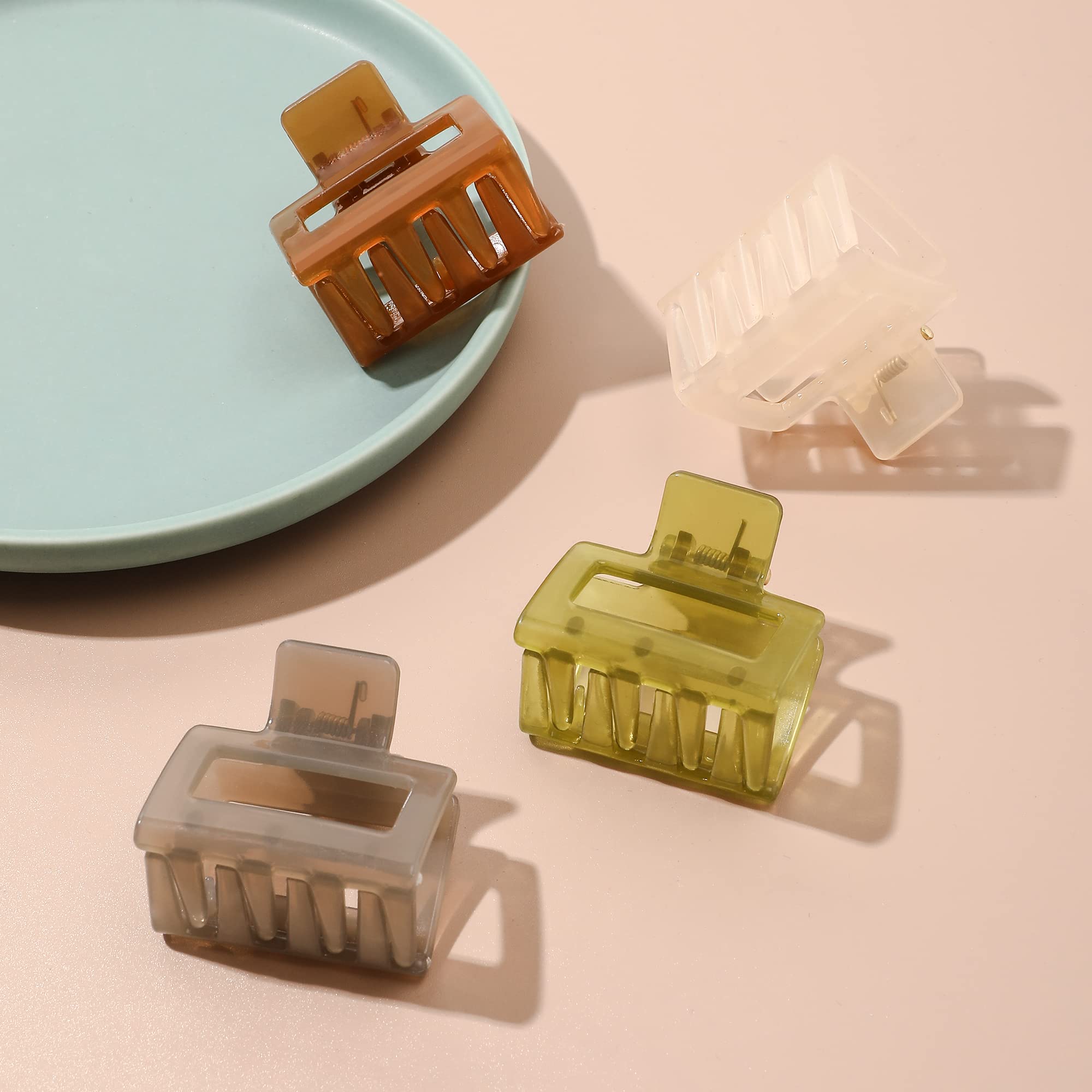Small No-Slip Claw Hair Clips for Thin to Medium Hair - 1.57 Inch Mini Square Styling Accessories for Women and Girls