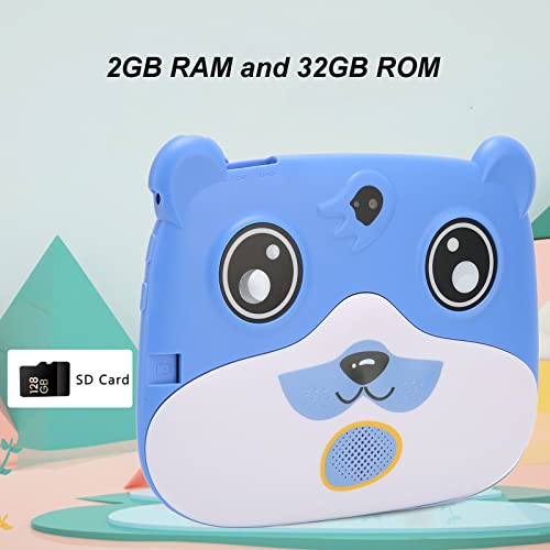 Pomya Kids Tablet, 7 Inch Little Bear Shaped Tablet,2GB 32GB, 5000mAh Tablet,Octa Core CPU,5000mAh Battery,5G WiFi Dual Band HD Tablet, Kids (Blue)