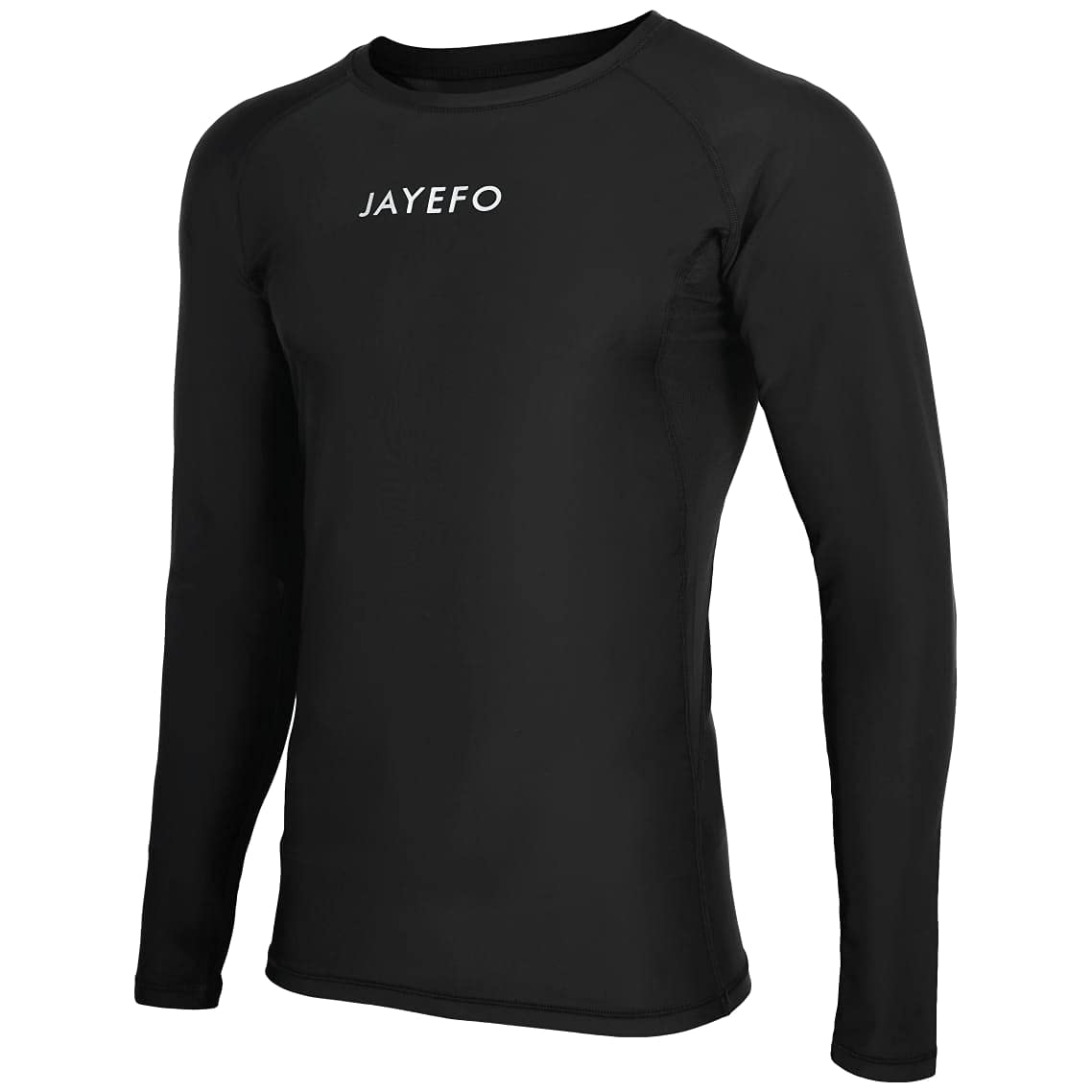 Jayefo Rash Guard Mens Full Sleeve Shirt for Workout, Gym, MMA, BJJ, Surfing, Kayaking - Athletic Men Compression Shirt for - Medium - Black