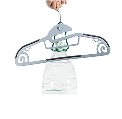 Sisnails Coat Hanger with Clothes Hanger Connector Hooks,Non-Slip Design, 0.2 Inches Thick, 360 Degree Swivel Hook,Dark Gray,10Pack