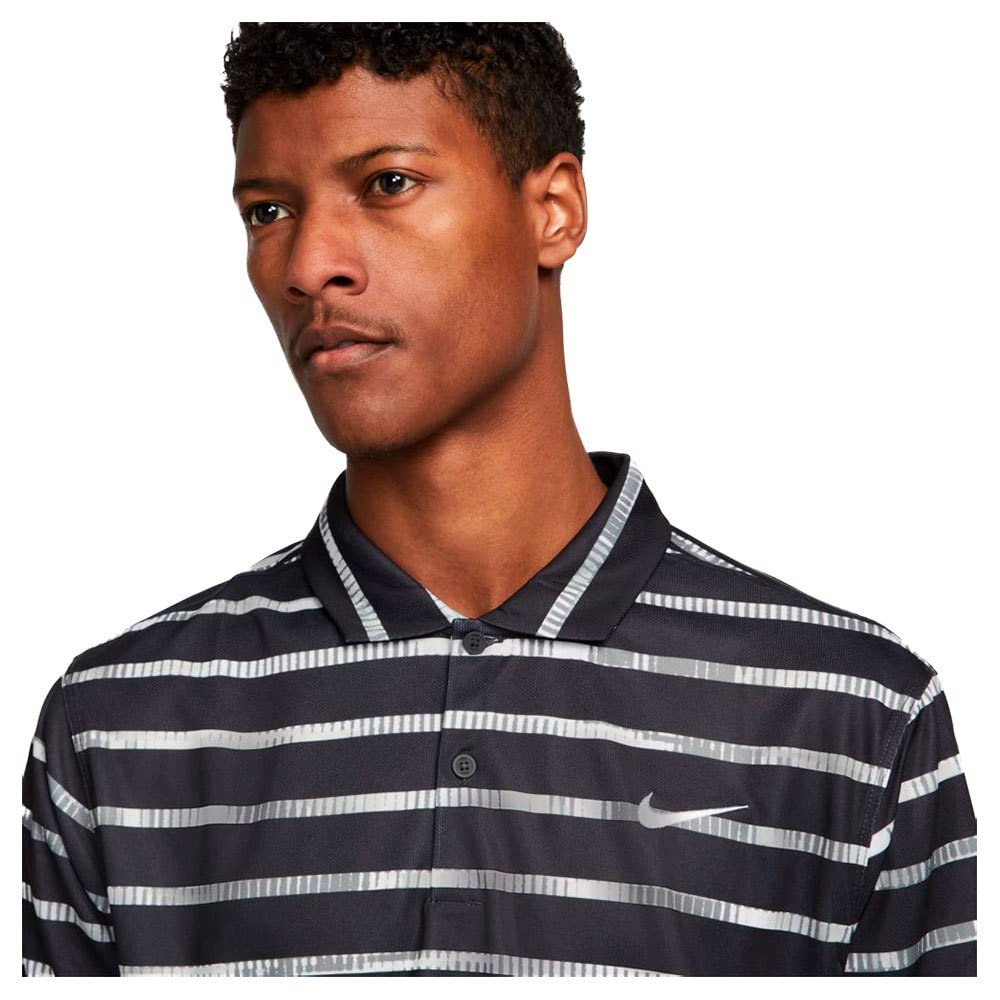 Nike Men's Striped Dri-Fit Golf Polo (as1, Alpha, x_l, Regular, Regular, Black 2.0)