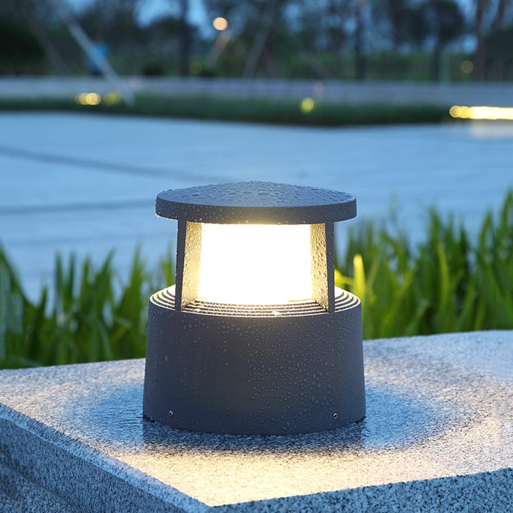 IBalody E27 Modern Simple Waterproof Outdoor PC Post Lights Height 21cm Metal Aluminum Column Lamp Villa Home Street Garden Courtyard Deocrative Lighting Pillar Lights