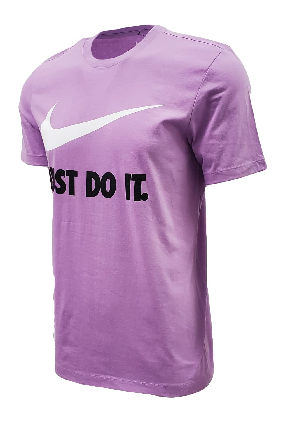 Nike Mens Sportswear Just Do It Swoosh Tee (Medium, Light Purple/White Swoosh/Black Text)
