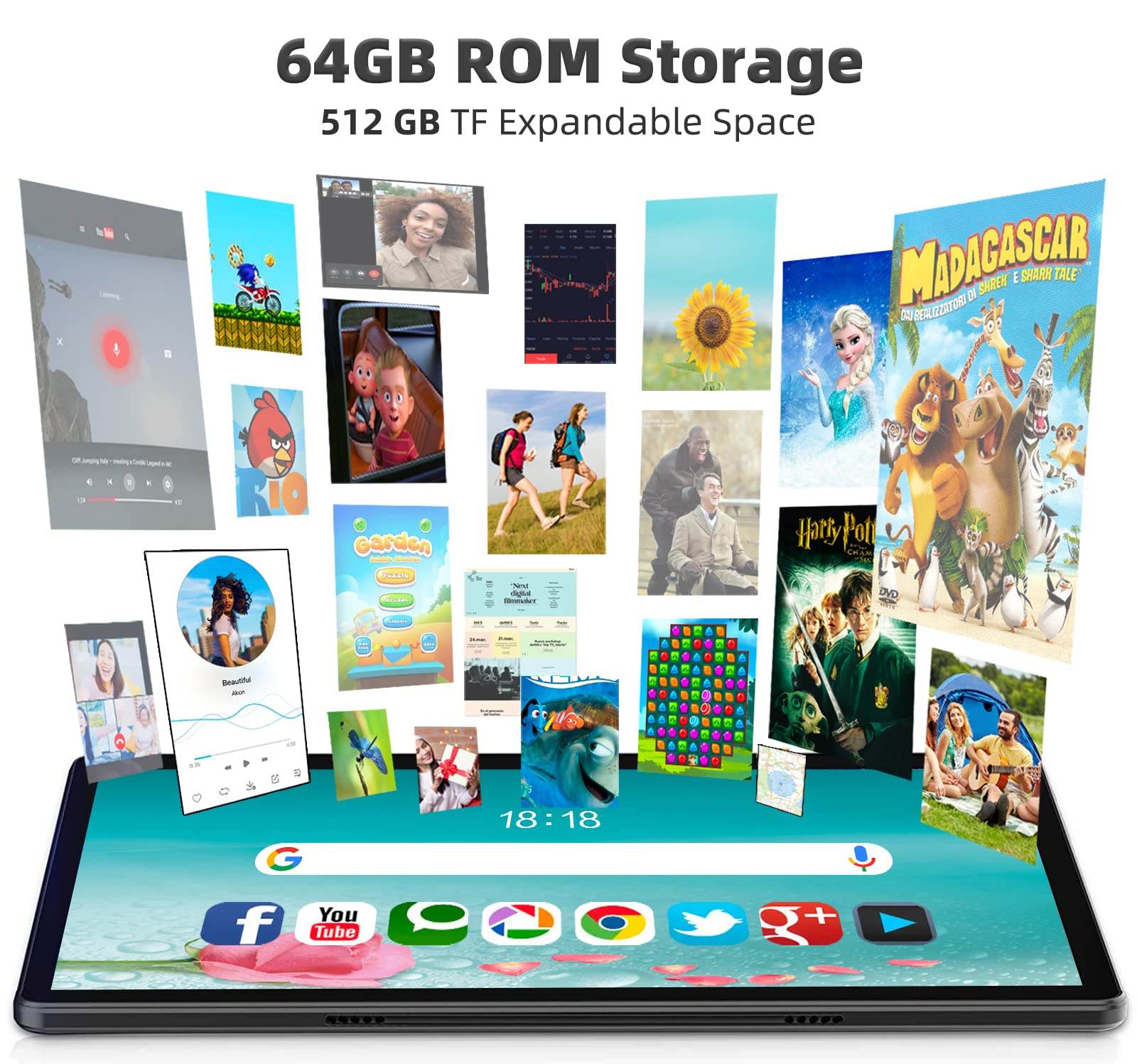 Tablet 10.1 inch Android 11 Tablet Latest Update Octa-Core Processor with 64GB ROM+4GB RAM Storage, Dual 13MP+5MP Camera, WiFi, Bluetooth, GPS, 512GB Expand Support, IPS Full HD Display WiFi Tablet