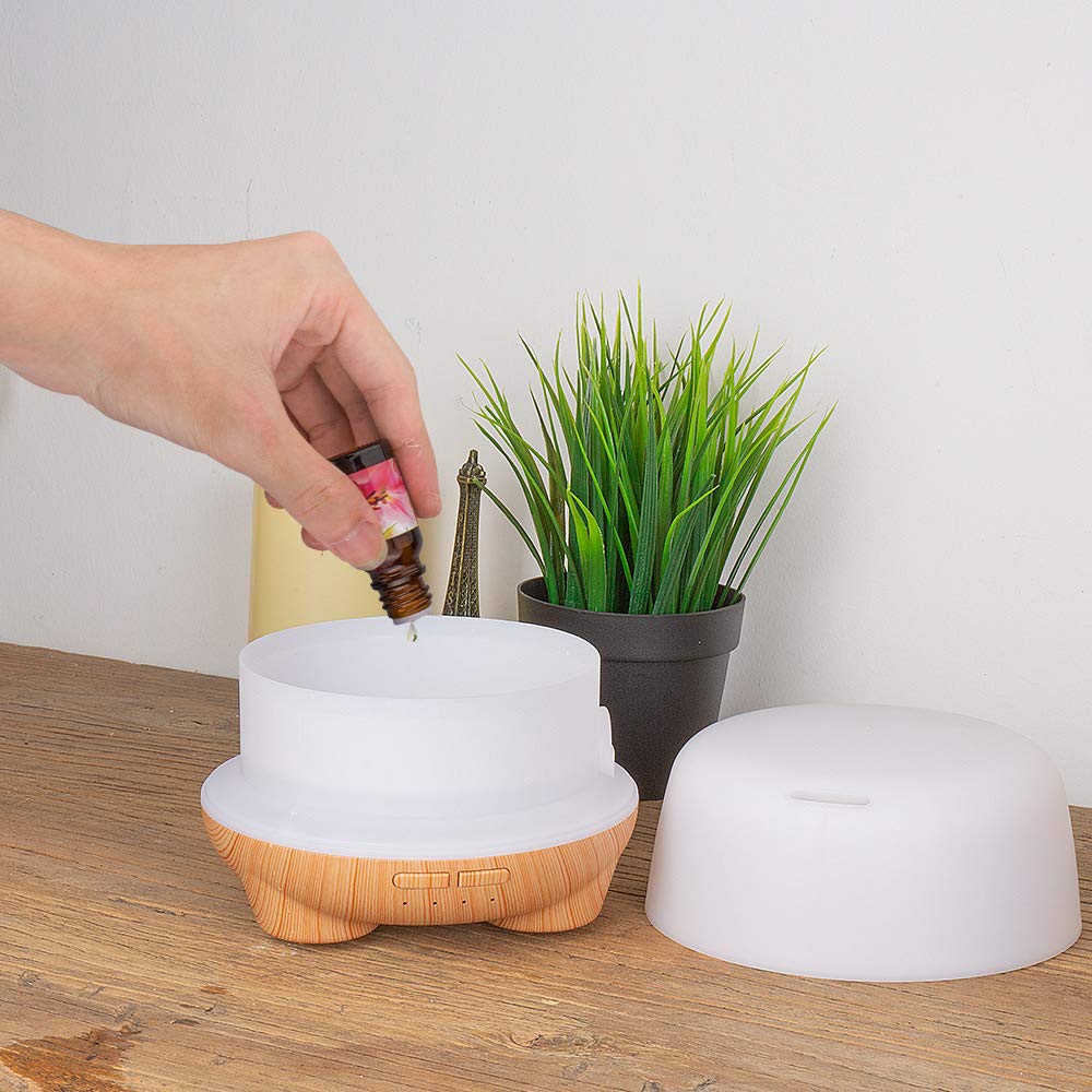 Kamon 300ml Essential Oil Diffuser Humidifier, Remote Control Ultrasonic Aromatherapy Diffusers Room Decor with Adjustable Mist Mode,Water-Less Auto Shut-Off & 7 Color LED Lights (White.)