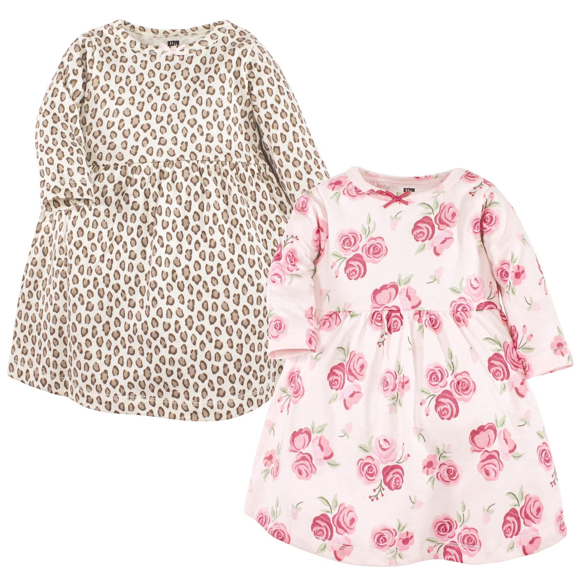 Hudson Baby Infant and Toddler Girl Cotton Dresses, Blush Rose Leopard, 6-9 Months