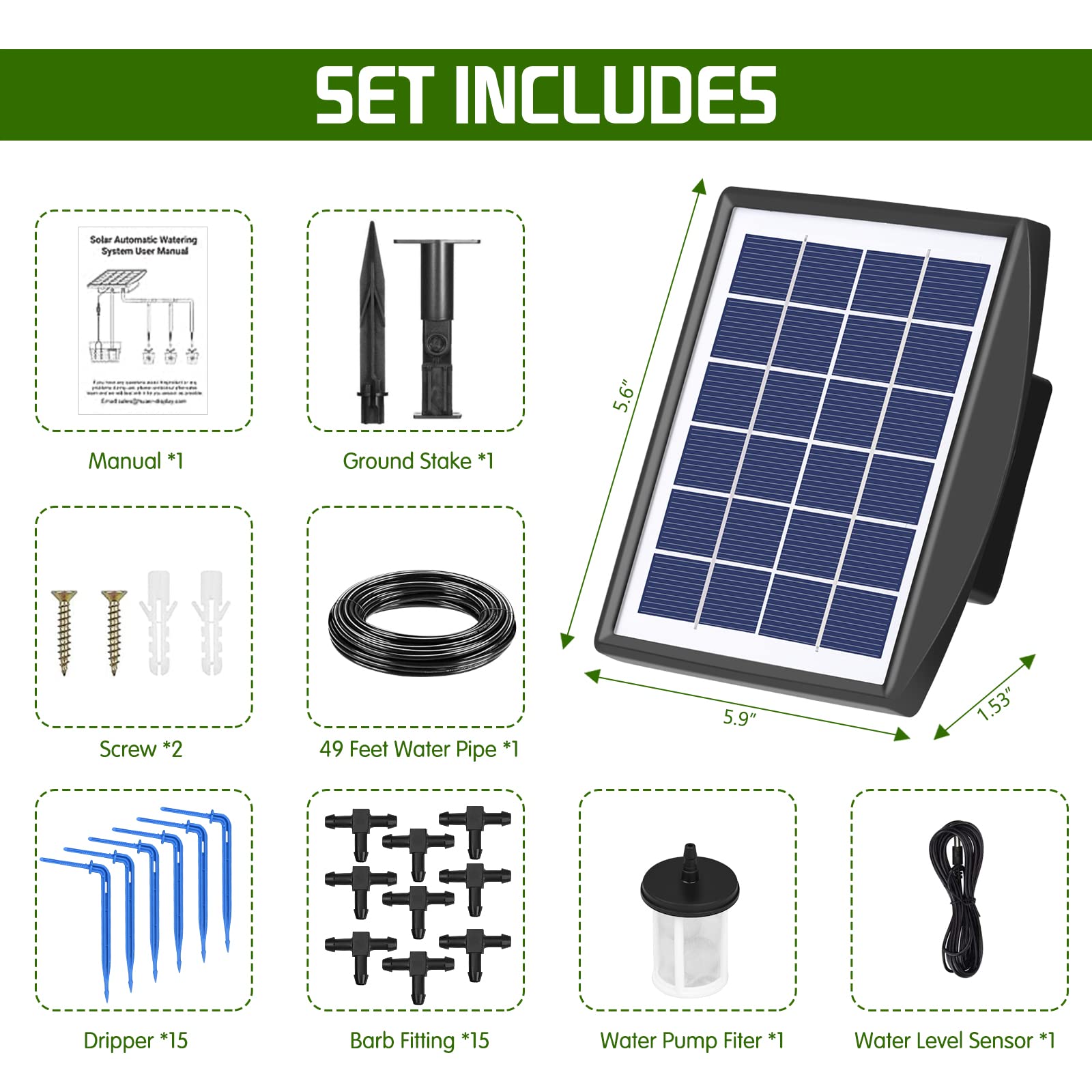 Solar Irrigation System, Automatic Drip Irrigation Kits, Watering System for Potted Plants Outdoor, Automatic Plant Self Watering Devices for Balcony, Plant Bed (6 Timing Modes, Supported 10-15 Pots)