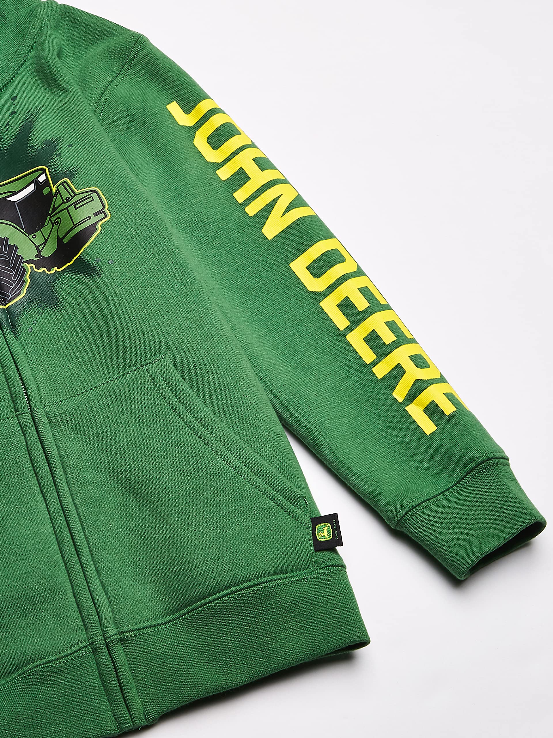John Deere Boys' Little Fleece Hoody Zip Front, Green Tractor, 4