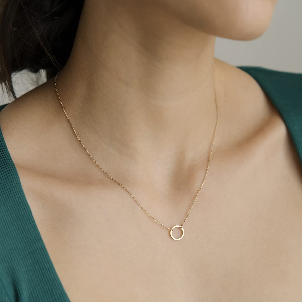 Honeycat Mini Karma Open Circle Orbit Necklace in 18k Gold Plated | Minimalist, Delicate Jewelry (Gold)