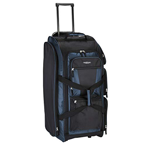 Travelers Club Xpedition 30 Inch Multi-Pocket Upright Rolling Duffel Bag, Blue, 30" Suitcase
