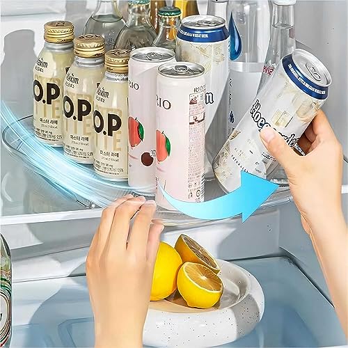 Square Lazy Susan for Refrigerator, Lazy Susan Turntable Organizer for Refrigerator, Countertop Condiment Storage Rack, Household Rotating Storage Rack for Kitchen. (13.8 X 10.2 in)