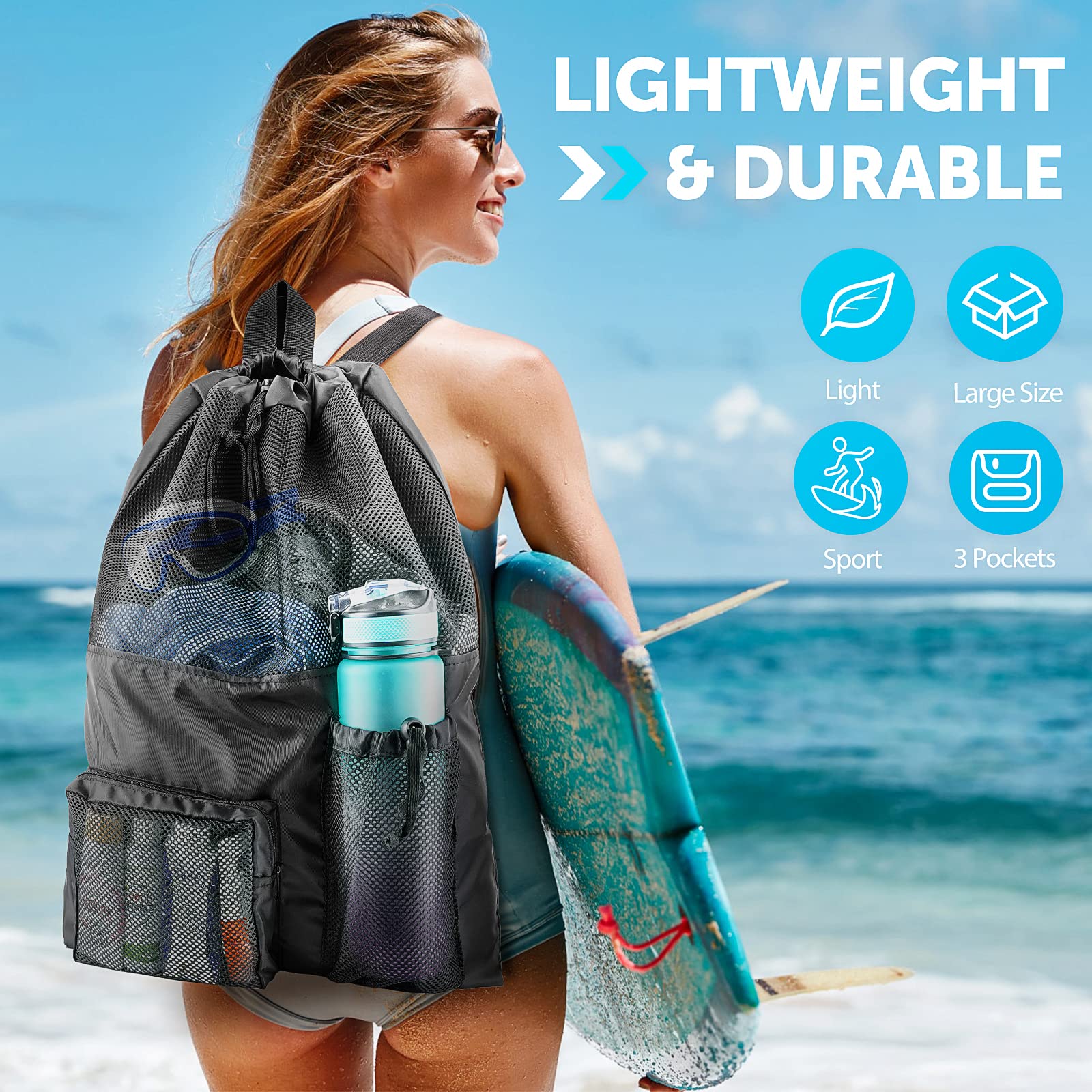 HOHOM SRISE Mesh Swim Bag Backpack, Swimming Bags for Swimmers, Mesh Bag for Swimming Gear,Gym Drawstring Bags