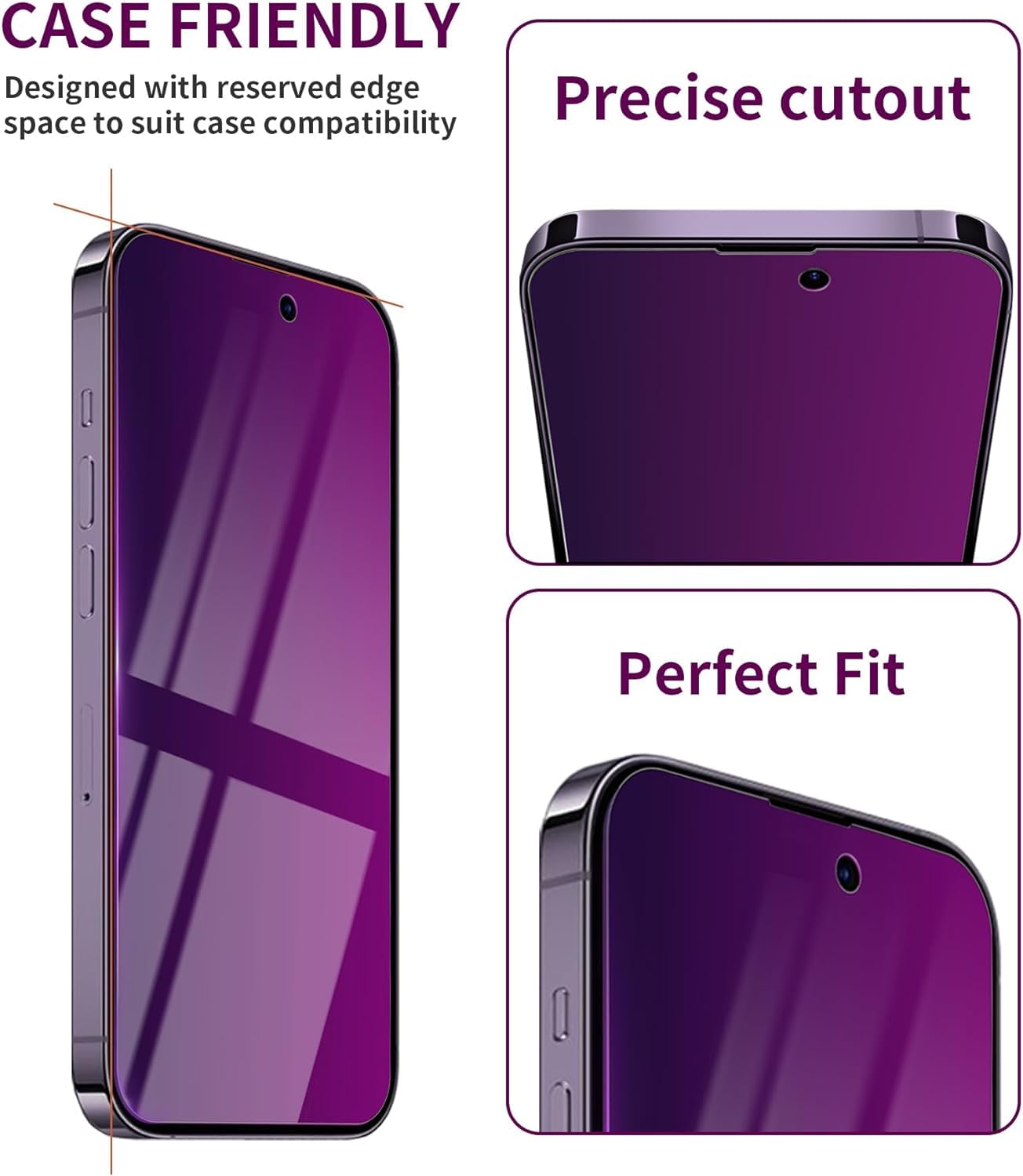 Ifaeveus 2 Pack Privacy Screen Protector for iPhone 14 Pro Max Tempered Glass for 14 ProMax 6.7inch Private Saver Anti-Spy Anti-Blue Light Eye Protection Anti-Scratch Full Coverage