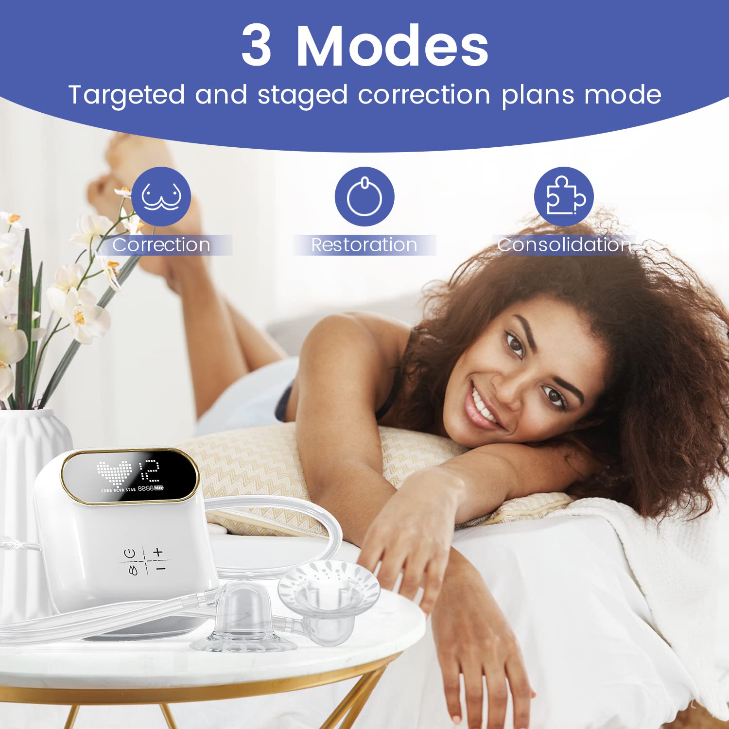 Rolevin Rechargeable Electric Nipple Corrector for Flat, Short, or Inverted Nipples to Help Breastfeeding, Portable Nipple Pump, Sunken Nipple Puller, Nipple Massage - 8PCS