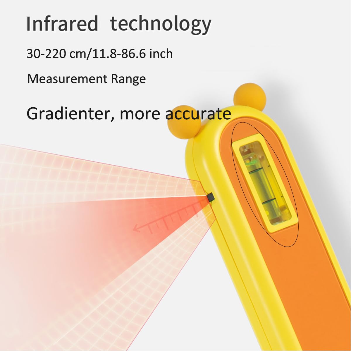 Smart Digital Height Measurement Tool Scale for Kids, Portable Infrared Body Height Stadiometer Measurement for Wall, Handheld Cordless Height Measuring Device for Children