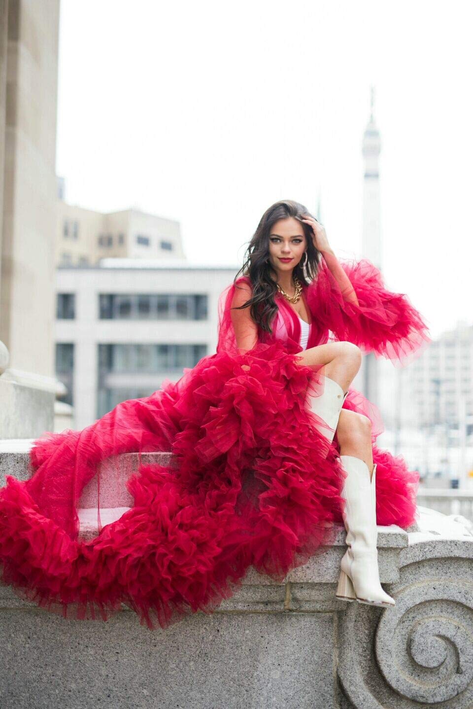 Ladies Dressing Gown Perspective Sheer Long Tulle Robe Puffy Pregnancy Photoshoot
