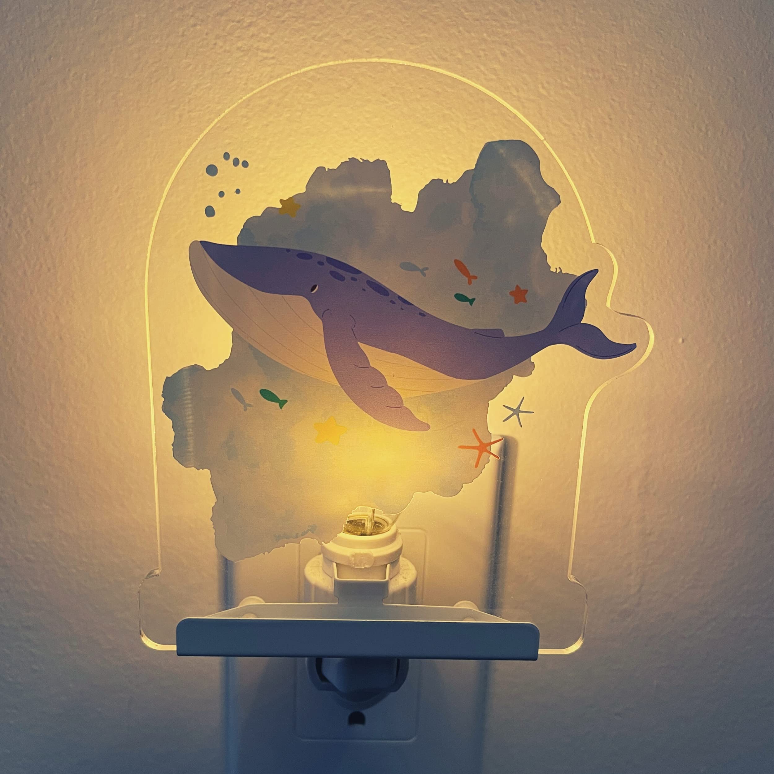 Solas Fifty Two Childrens Room Night Light for Kids Plug in Night Lamp Nursery Decor Made from Eco-Friendly Post Consumer Recycled Acrylic LED Bulb Included Switch (Whale)