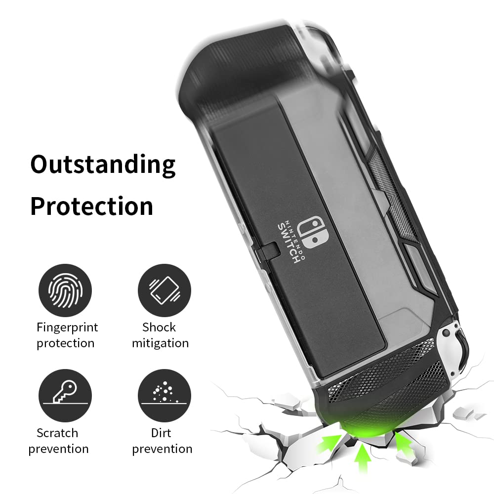 Mviioe Case for Nintendo Switch OLED 2021, Switch OLED Protective Case Dockable with TPU Grip Compatible with Nintendo Switch OLED 7 Inch Console and Joy-Con Controller (Black)
