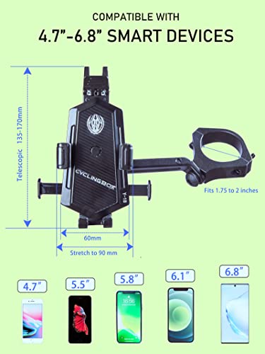 ZIDIYORUO UTV Phone Mount for 1.75"-2" Roll Cage | Aluminium Alloy Holder for Polaris RZR Can Am | Compatible with 4.7"-6.8" Smart Devices | Secure Attachment to UTV/SXS Roll Bar.