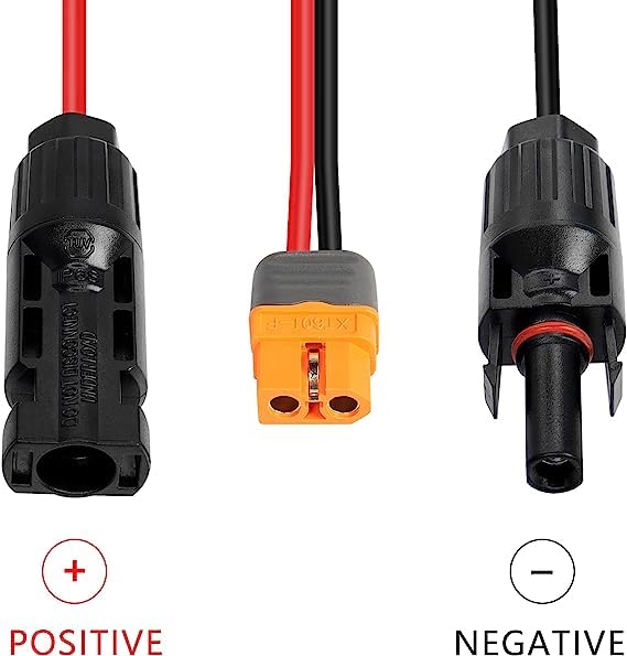 RIIEYOCA Solar Connector to XT60I- F Adapter 12 AWG Cable XT60 Female Connector Connect Solar Panel Charge Cable for Solar Generator Portable Power Station 1.5M/4.9FT