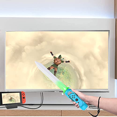 Lighted Game Sword, Compatible with Nintendo Switch Game The Legend of Zelda Skyward Sword HD, Switch Led Sword for Nintendo Switch JoyCon (R), Accessories Controller Handle Grip with Hand Strap, Navy