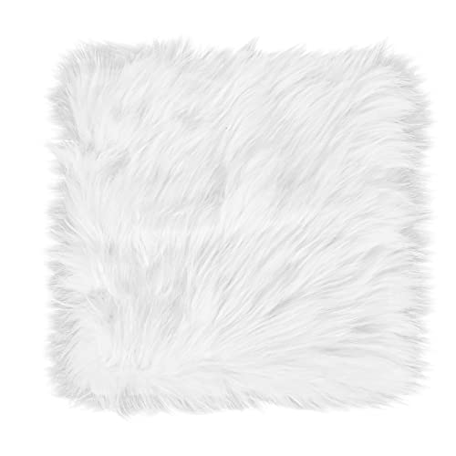 WLLHYF 10 Inches Mini Square Faux Fur Rug, Small Fluffy Area Rug Cushion for Living Room Sofa Bedroom Floor Soft Square Chair Cover Seat Pad Nail Mat for Photographing Background of Jewelry