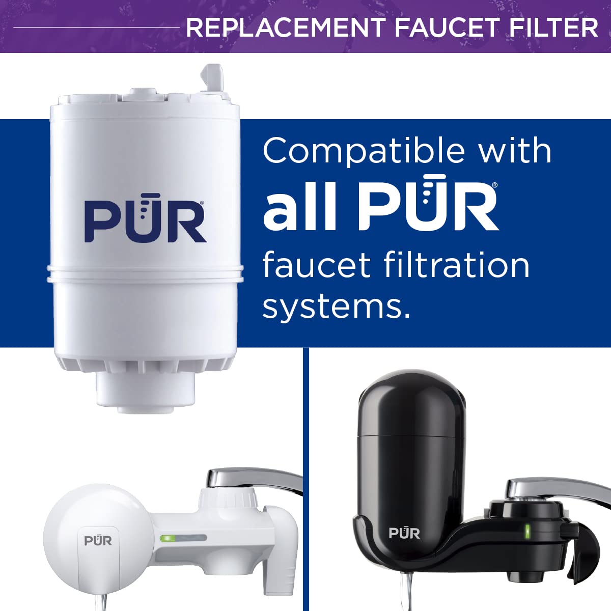 PUR Faucet Mount Water Filtration System Bundle with Replacement Filters (2-Pack)