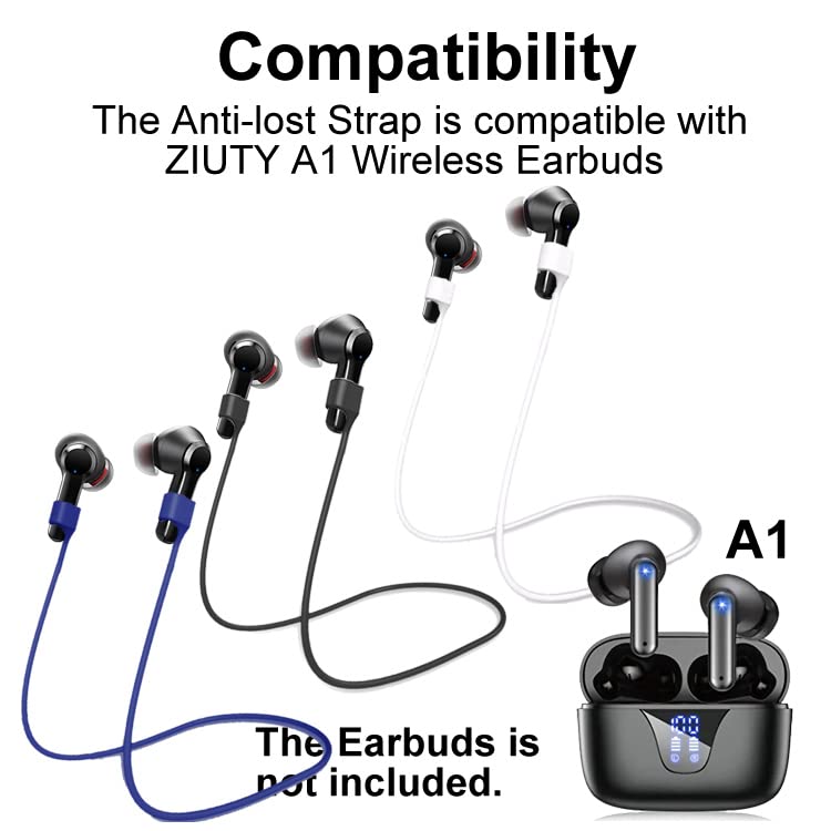 smaate Anti-Lost Straps Compatible with ZIUTY A1 Wireless Earbuds, Magnetic Soft Silicone Sport Necklace, Blue