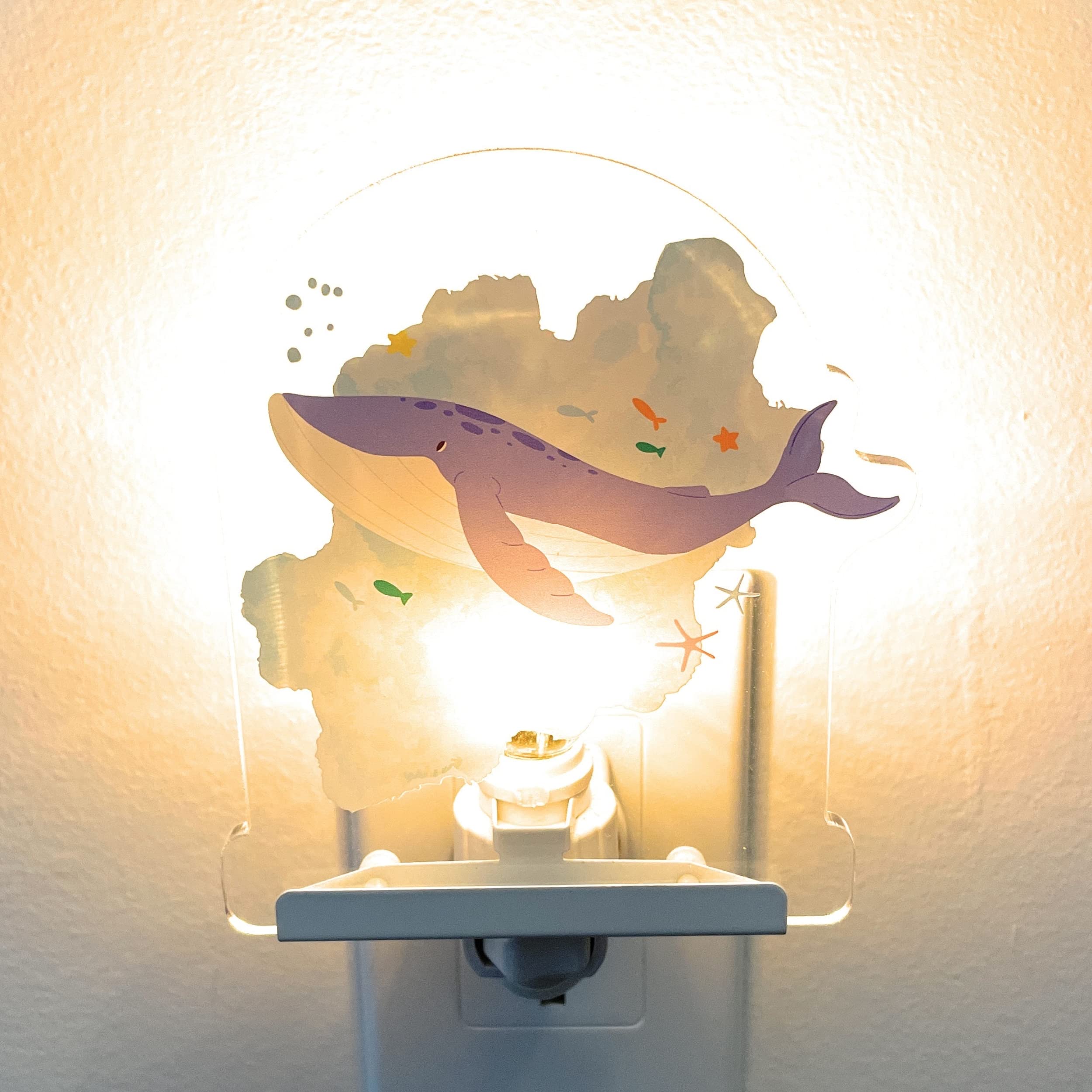 Solas Fifty Two Childrens Room Night Light for Kids Plug in Night Lamp Nursery Decor Made from Eco-Friendly Post Consumer Recycled Acrylic LED Bulb Included Switch (Whale)