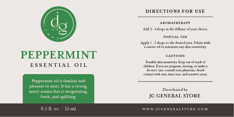 JCG Peppermint Essential Oil 15ml-100% Pure and Natural Premium Therapeutic Grade with Premium Glass Dropper
