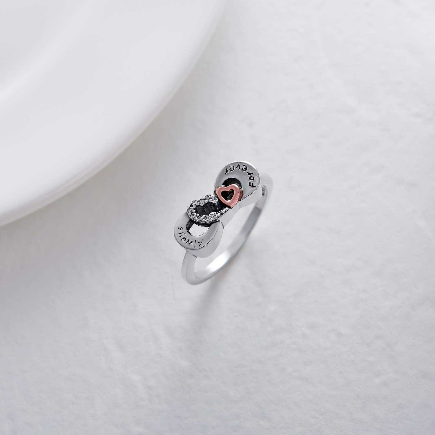 Infinity Cremation Ring for Ashes 925 Sterling Silver Always & Forever Urn Ring Jewelry Keepsake Hair Memorial Locket for Women Mom (7)