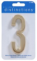 Hillman 843353 Distinctions Address Plaque Number 3 Three Self Adhesive Sign, Brushed Brass Metal, 4x3.5 Inches 1-Sign
