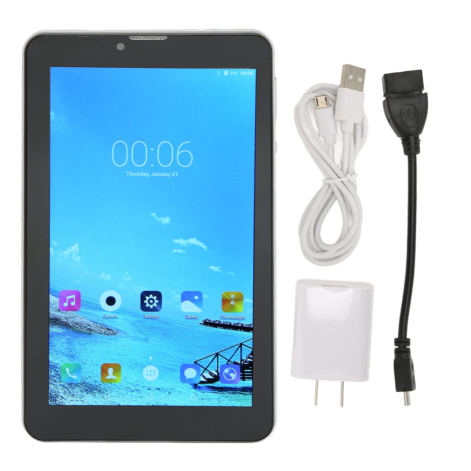 Tablet PC, 5MP Front 8MP Rear 7in Tablet for 10 US Plug 100‑240V 2.4G 5G Dual Band WiFi MT6592 8 Core CPU for Working (Black)