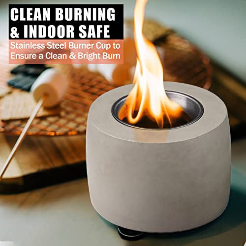 Puraville Concrete Tabletop Fire Pit, Ethanol Fuel Fire Pit, Portable Table Top Fire Pit Bowl, Mini Tabletop Fireplace for Indoor and Outdoor Use (Light Grey)