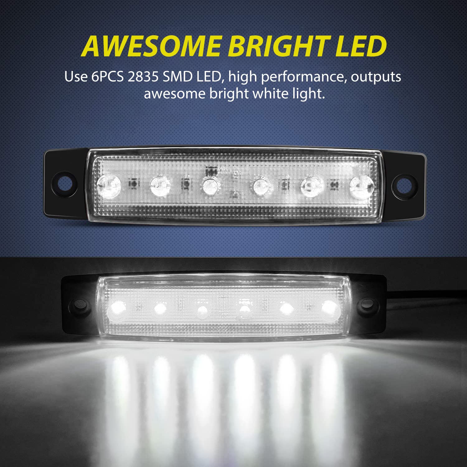 Nilight 10PCS 3.8β 6LED White LED Indicator Light Truck Camper Side Marker Light Marine Boat Stern Light Yacht Kayak Sailboat Trailer Bus RV Clearance Light 12V DC