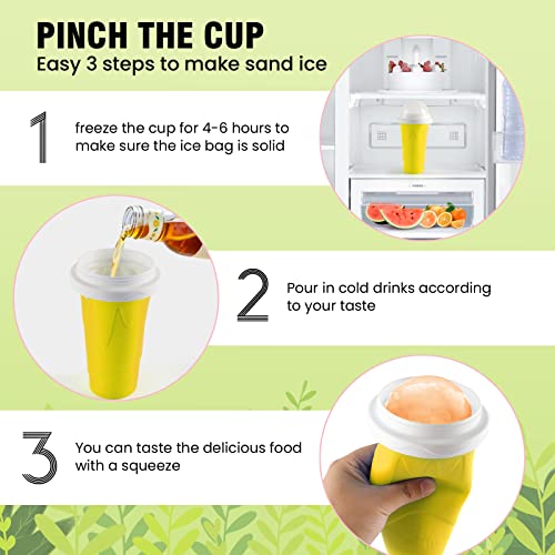 Slushie Maker Cup(2 Pack), Magic Quick Frozen Slushy Cup, Double Layer Squeeze Cup, Cool Stuff Birthday Gifts for Kids (Pink&Yellow)