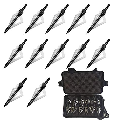 Hunting Broadheads, 3 Blades Archery Broadheads Screw-in Arrow Tips Compatible with Crossbow and Compound Bow(12 Pack) (Black)