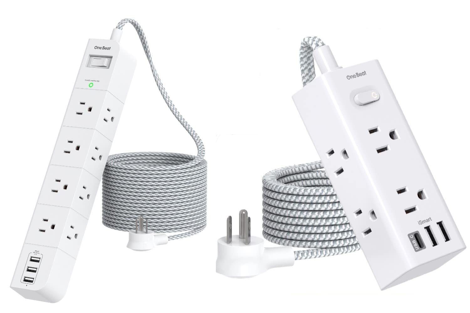 Power Strip Surge Protector - Widely Outlets with 3 USB Ports (1 USB C), Outlet Extender Strip with 5 Ft Extension Cord, Flat Plug, Wall Mount, Small Power Strip for Travel Office Dorm Home