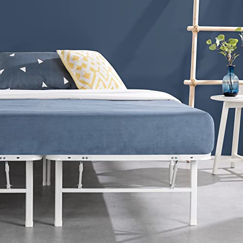 ZINUS SmartBase Tool-Free Assembly Mattress Foundation / 14 Inch Metal Platform Bed Frame / No Box Spring Needed / Sturdy Steel Frame / Underbed Storage, White, Cal King